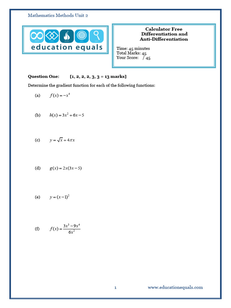 CF - Differentiation - Anti-Differentiation | PDF