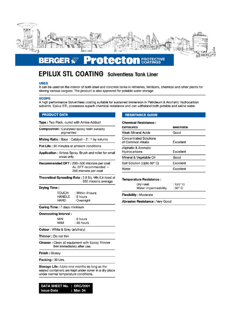 Epilux STL Coating Solventless Tank Liner | PDF