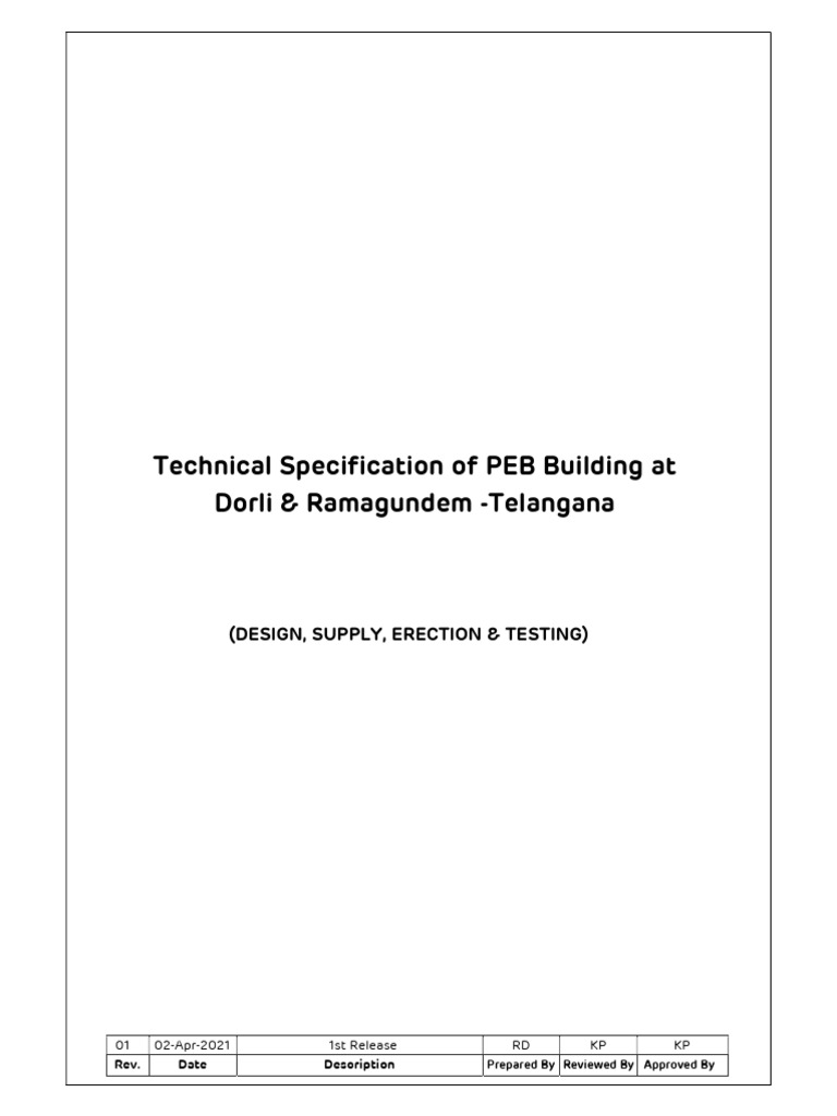 PEB Building Specification - 32 & 34 MW - R01 | PDF