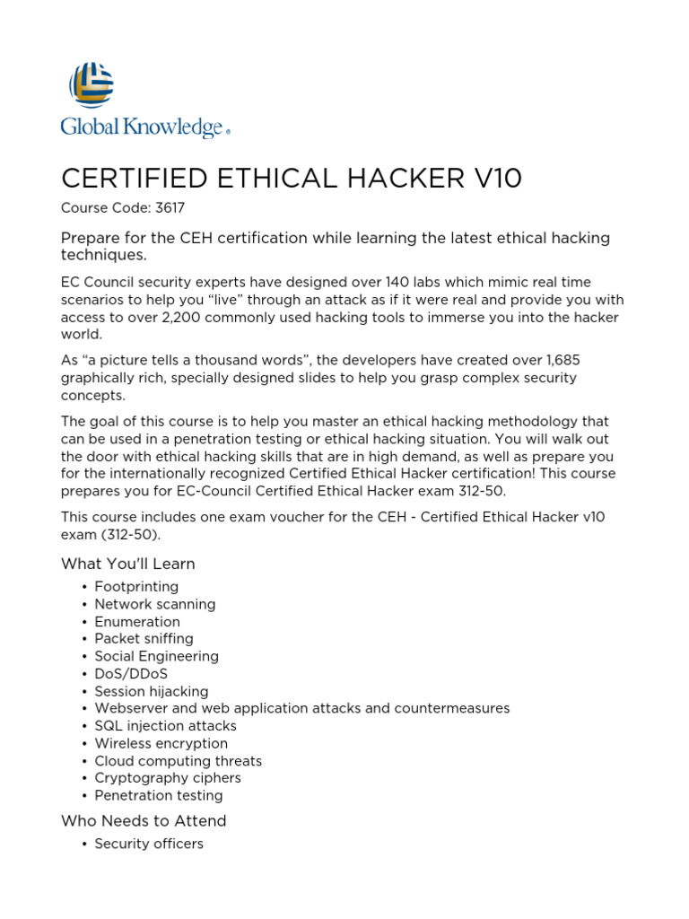 Certified Ethical Hacker V10 Learning Material | PDF