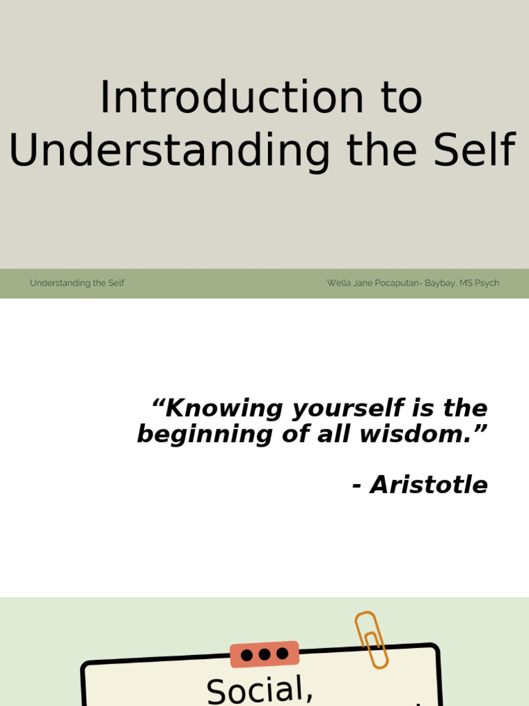 Introduction To Understanding The Self | PDF