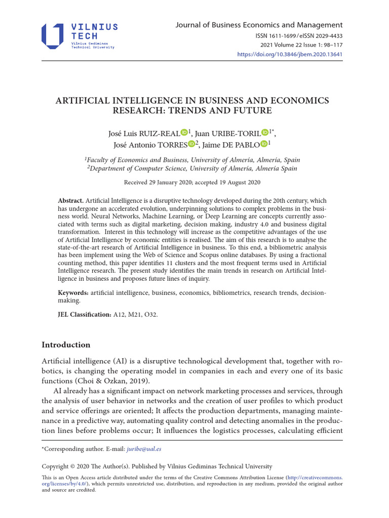 Artificial Intelligence in Business and Economics Research Trends and ...
