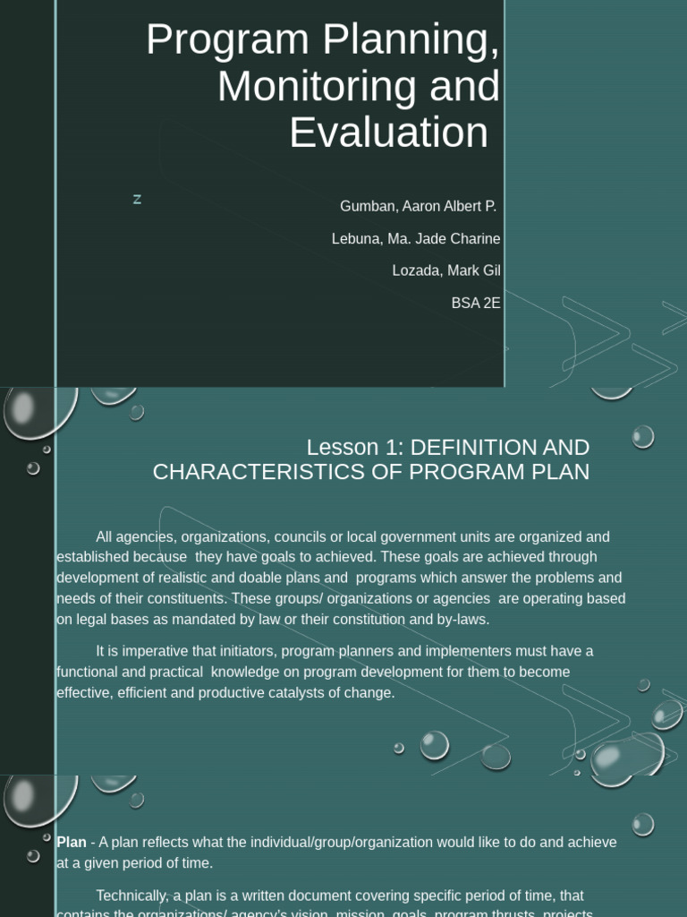 Program Planning, Monitoring and Evaluation | PDF