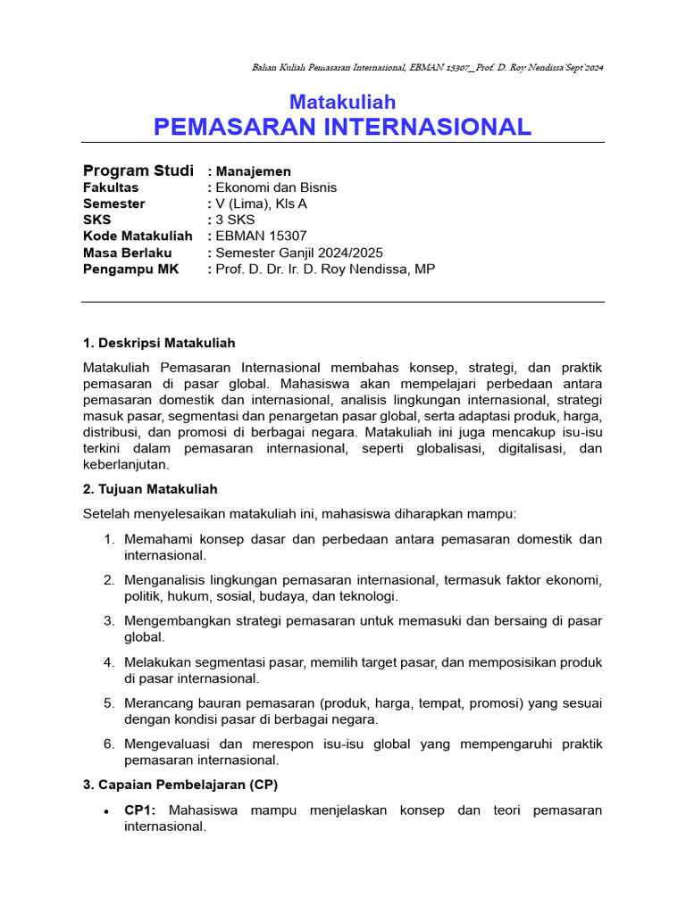 Royn - Bahan Kuliah Pemasaran Internasional - Minggu-2 | PDF