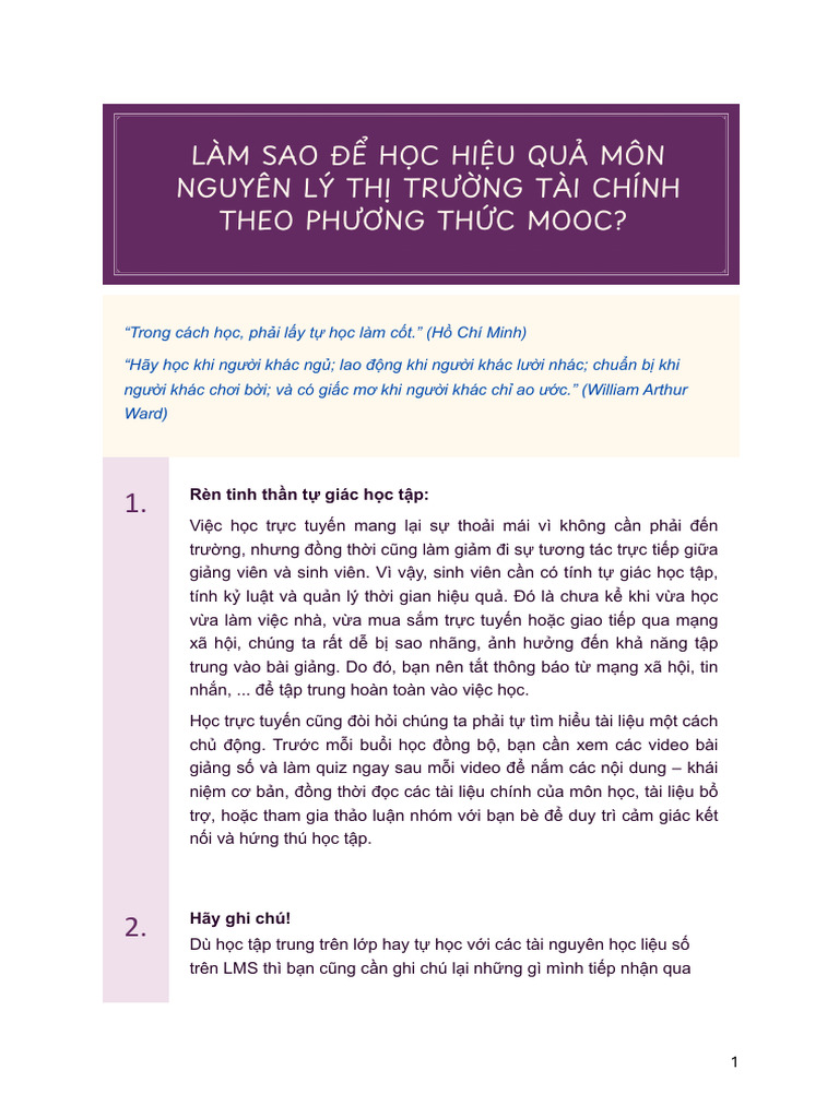 Cách học hiệu quả môn Nguyên lý TTTC | PDF