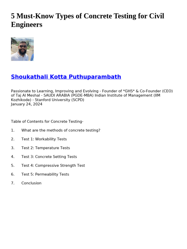 5 Must-Know Types of Concrete Testing for Civil Engineers | PDF