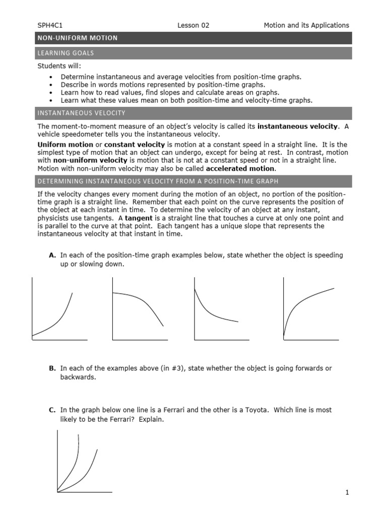 02 - Non-Uniform Motion | PDF