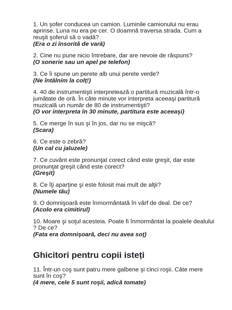 Ghicitori Vesele | PDF