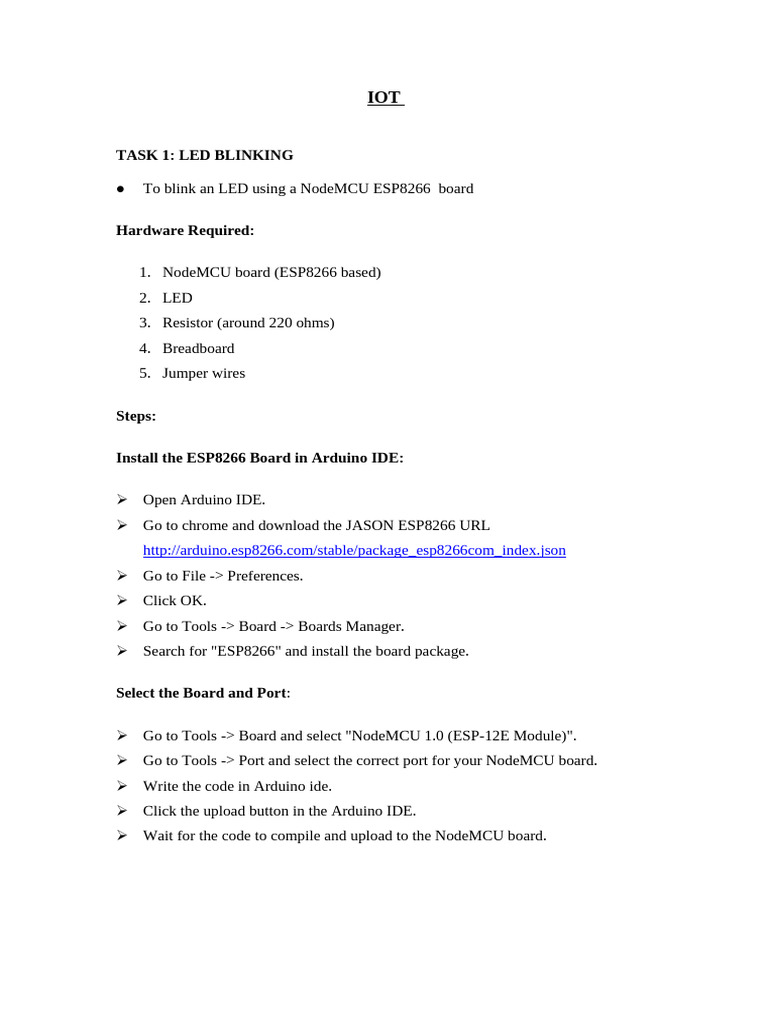 Task 1: Led Blinking | PDF