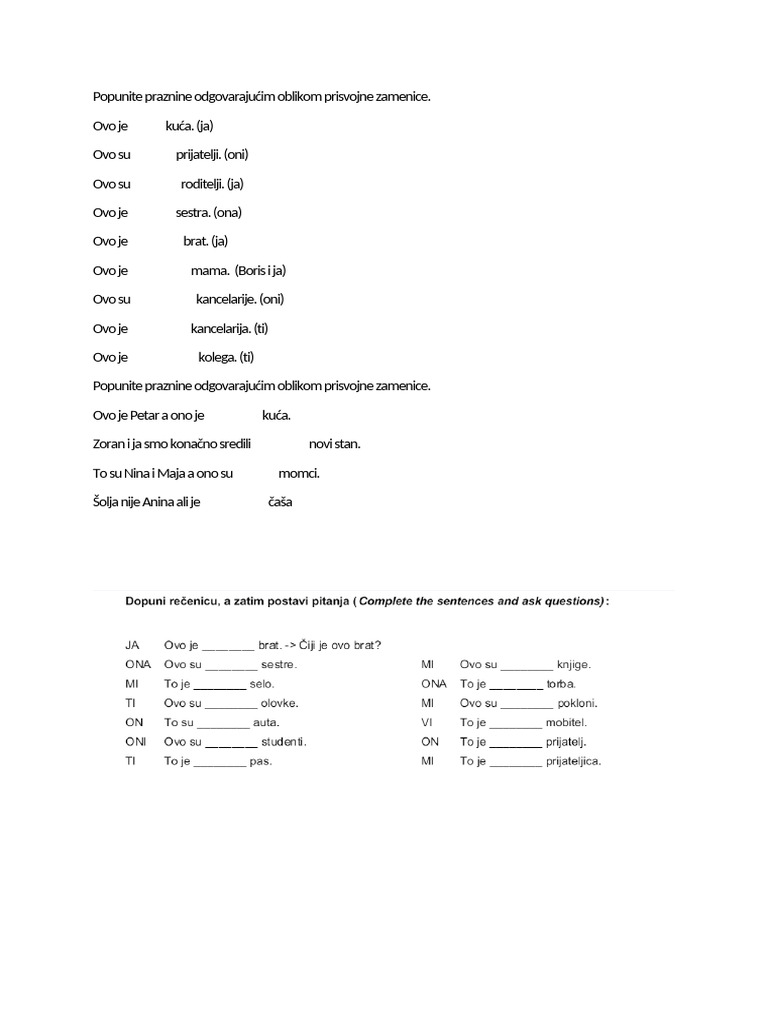Prisvojne Zamenice | PDF