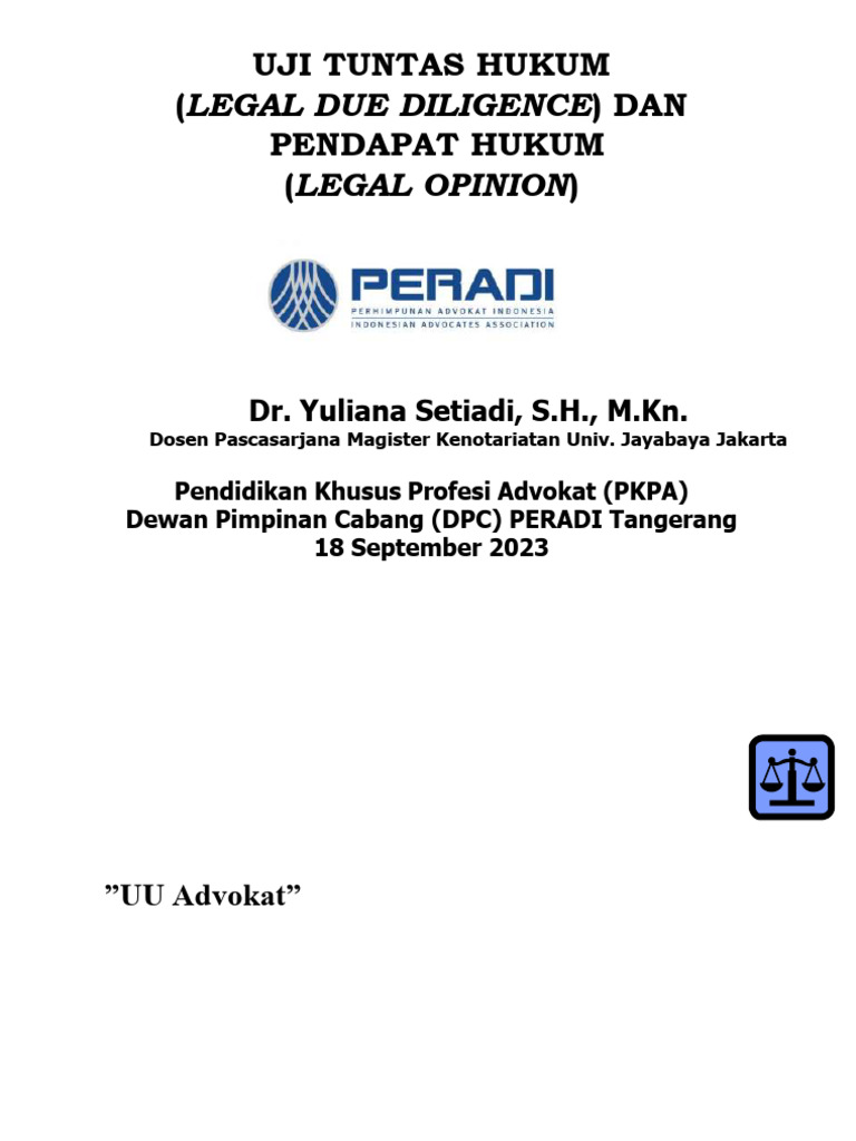 Legal Due Diligence Dan Legal Opinion | PDF
