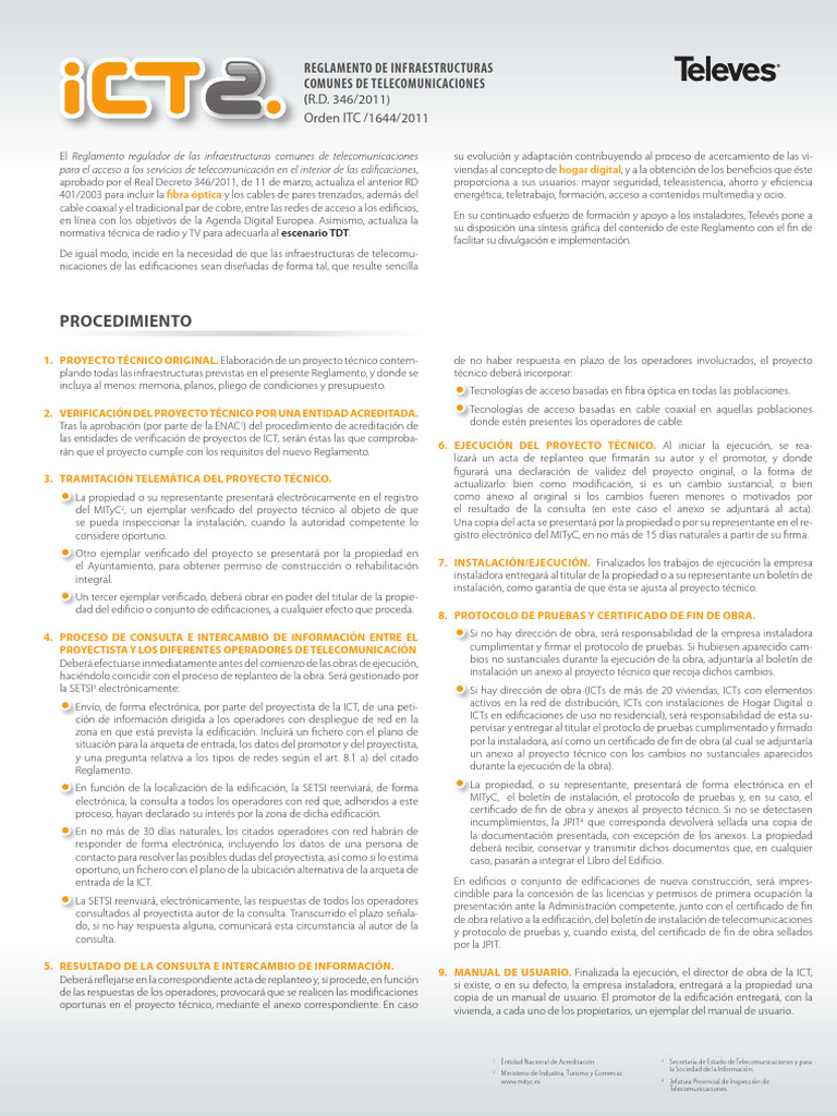 01 - Televés - Procedimiento A Seguir para Una ICT-1 | PDF