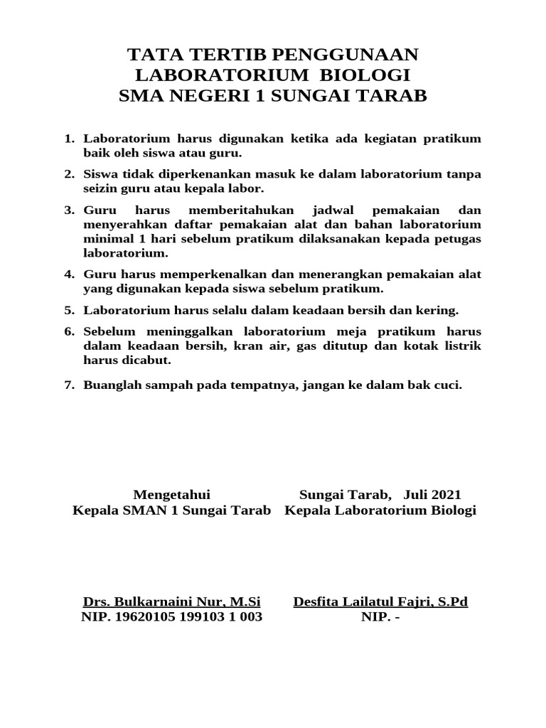 Tata Tertib Penggunaan Labor Fisika | PDF