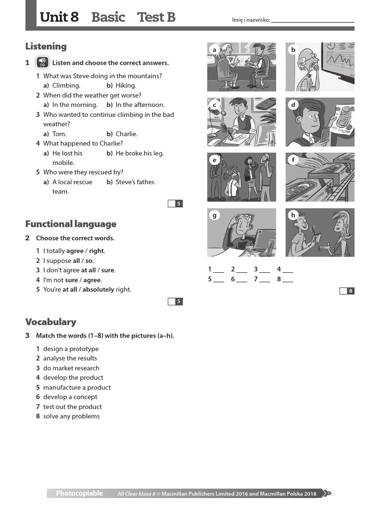 All Clear Kl8 Unit8 Basic Test B | PDF