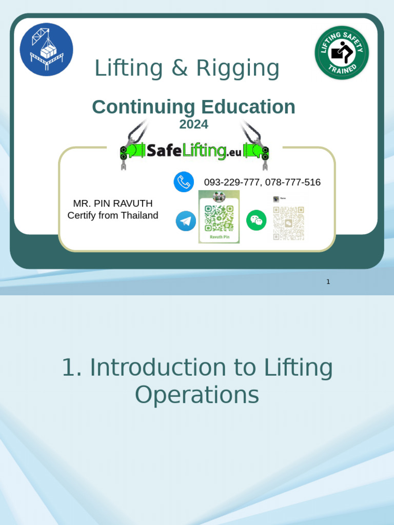Powerpoint Training Lifting and Rigging | PDF