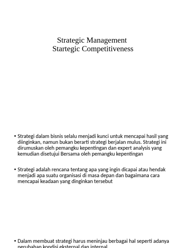Strategic Management Dan Startegic Competitiveness | PDF