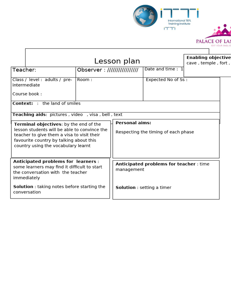 Lesson Plan | PDF | Lesson Plan | Career & Growth