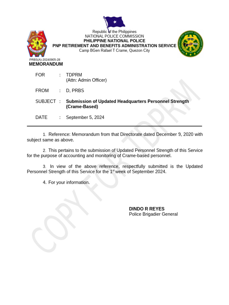 Updated PNP Personnel Strength Report | PDF