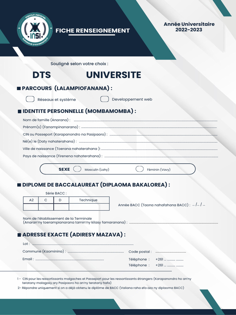 Fiche de Renseignement | PDF