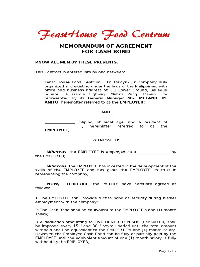 TK Moa Cash Bond | PDF