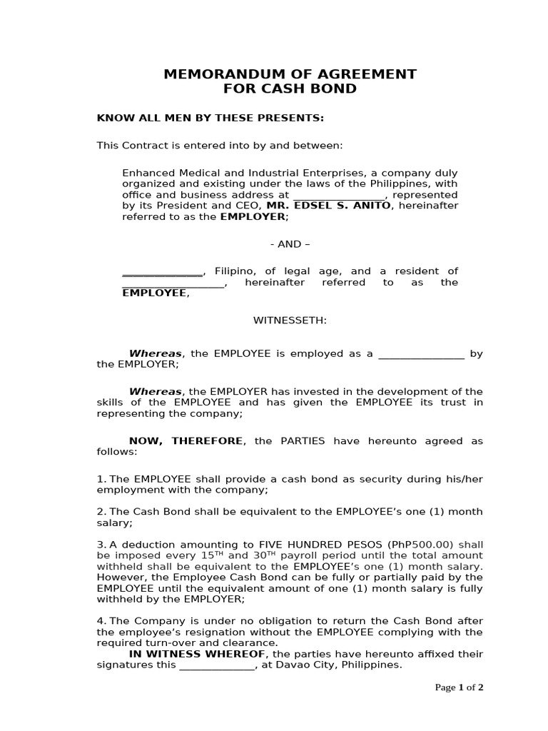 Moa Cash Bond | PDF