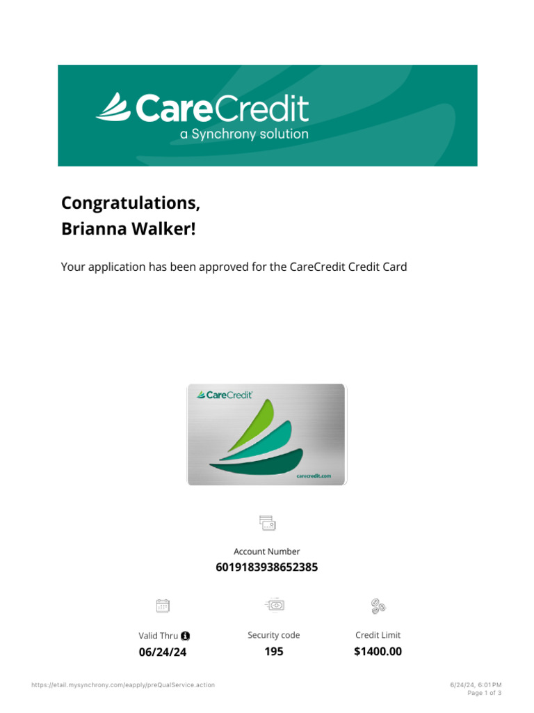 Prequalify - CareCredit - Application Decision | PDF | Credit Card ...