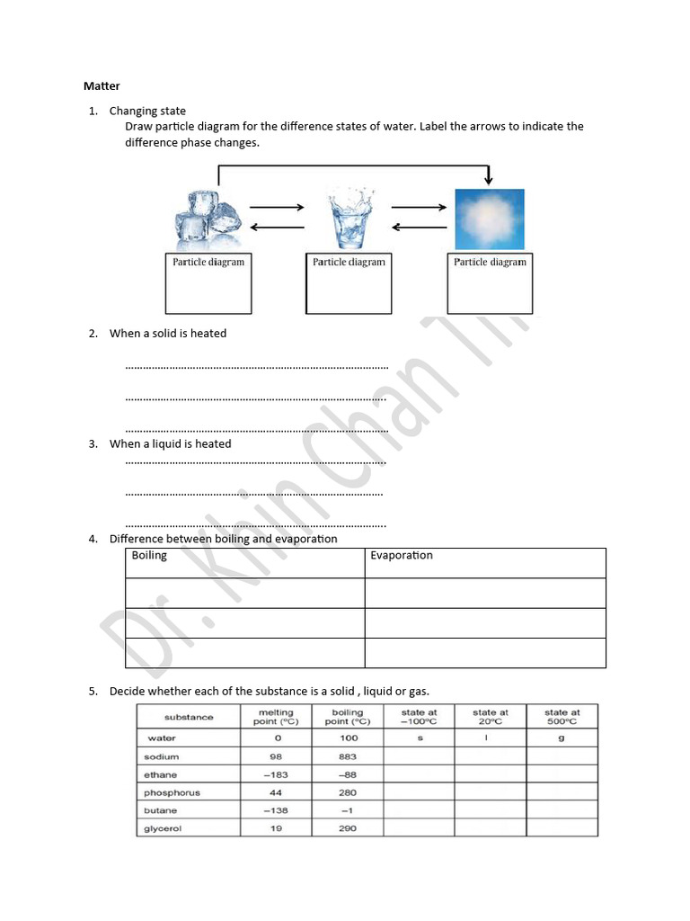 Matter and Metal Worksheet | PDF