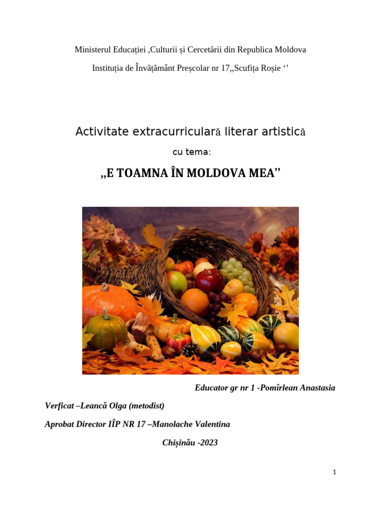 Matineu de Toamna, 3-4 Ani . | PDF