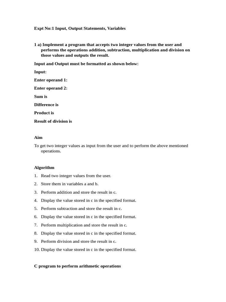 Input, Output Statements, Variables | PDF Input, Output Statements, Variables | PDF