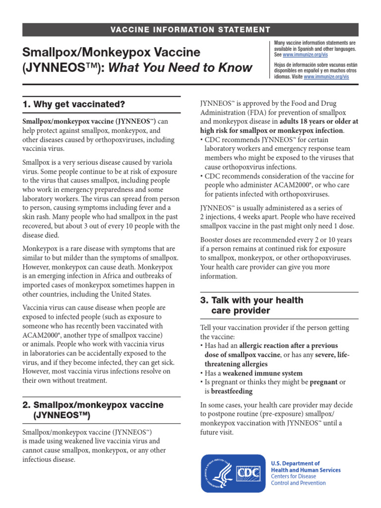 Smallpox Monkeypox | PDF