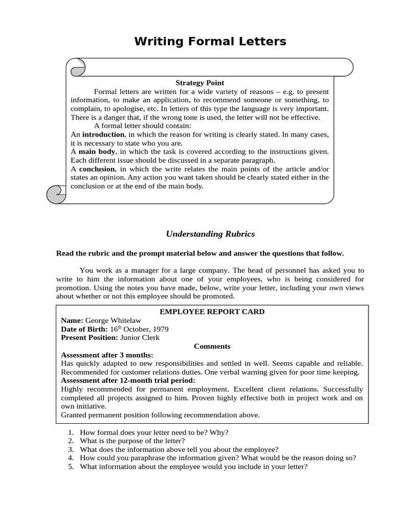Formal Letters | PDF