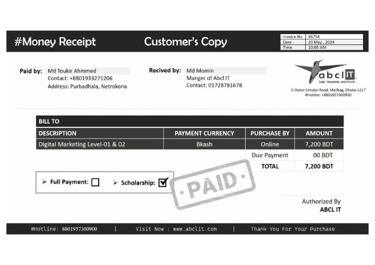 Payment Invoice No #6754 | PDF