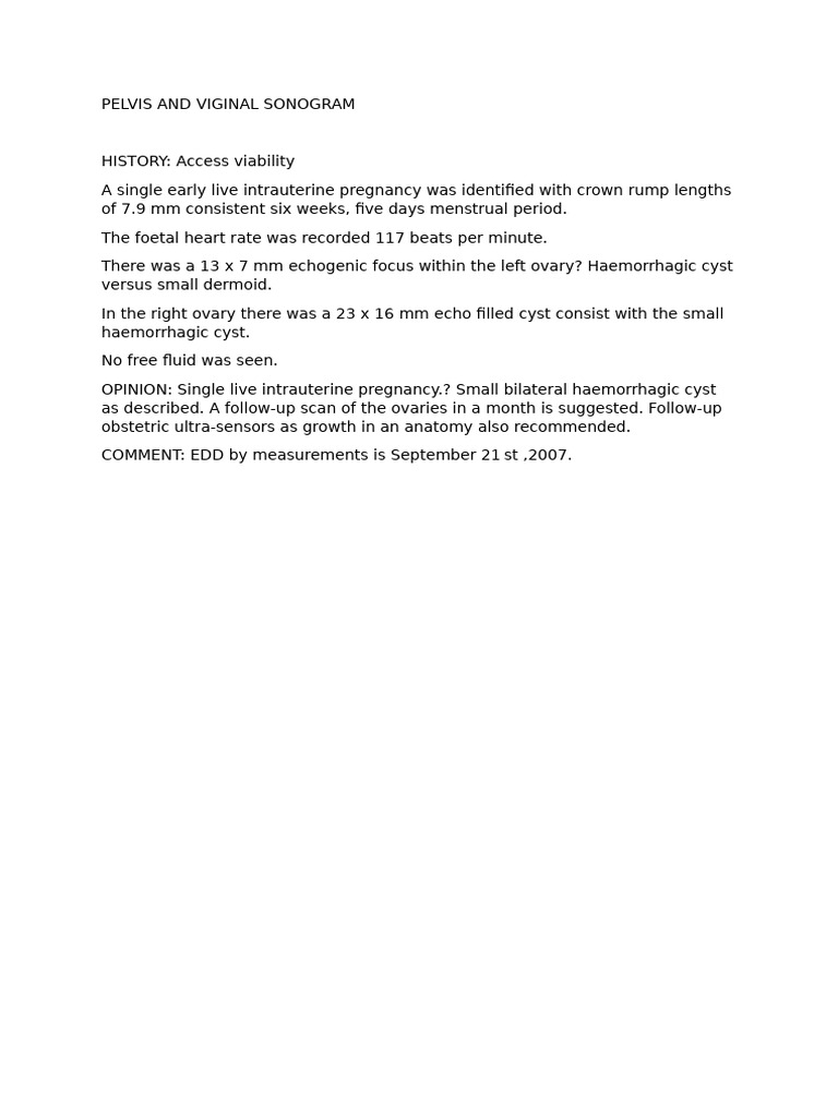 Pelvis and Viginal Sonogram | PDF