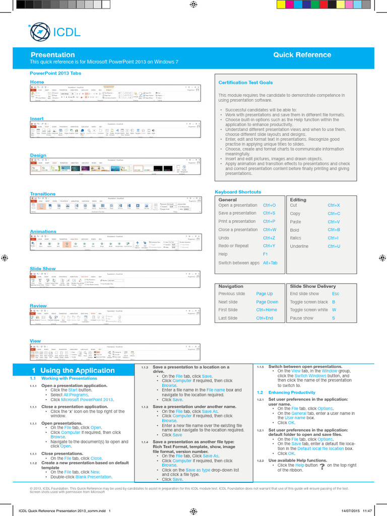 ICDL Presentation QRG 2013_v1.0 | PDF