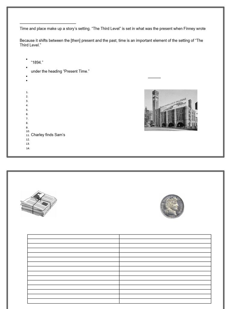 The Third Level by Jack Finney WORKSHEET 2023 | PDF