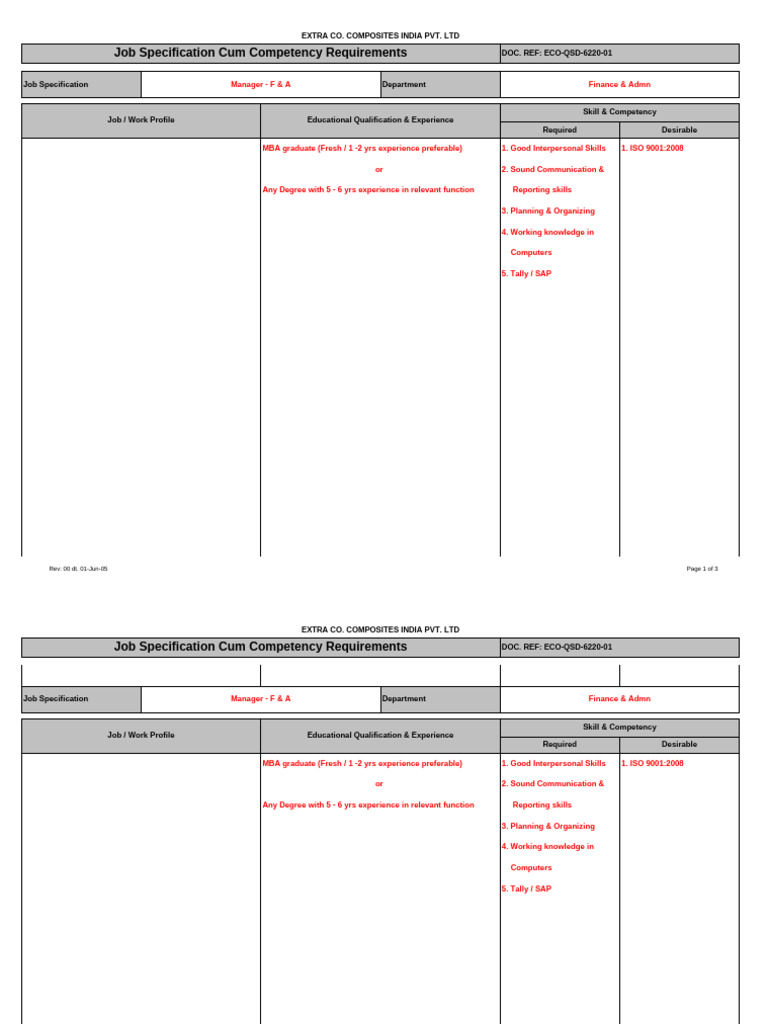 0.3 Extraco - Jspecn VS Competency Requirements | PDF