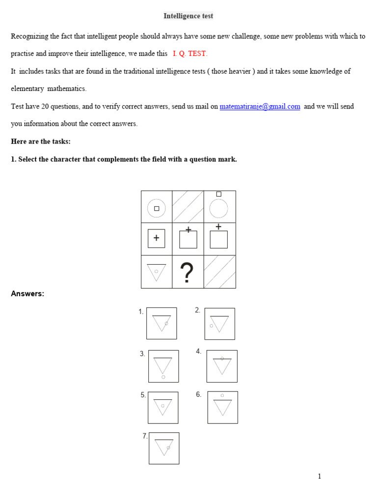 Intelligence Test | PDF