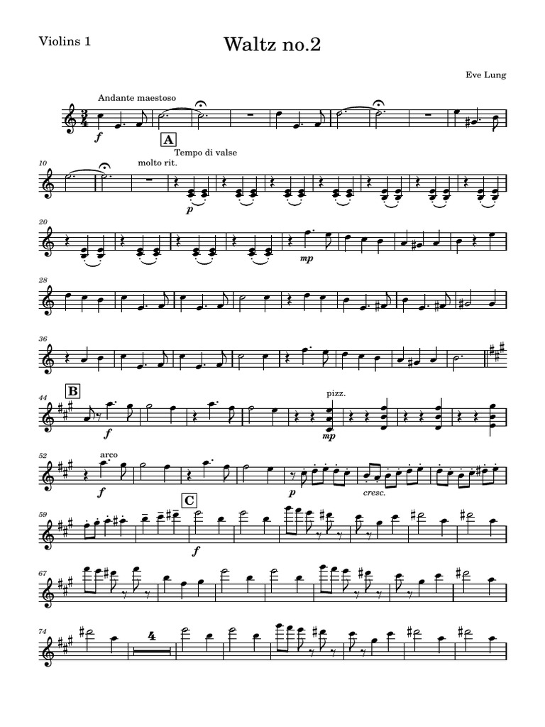 Waltz 2 Part Scores-Violins - 1 | PDF