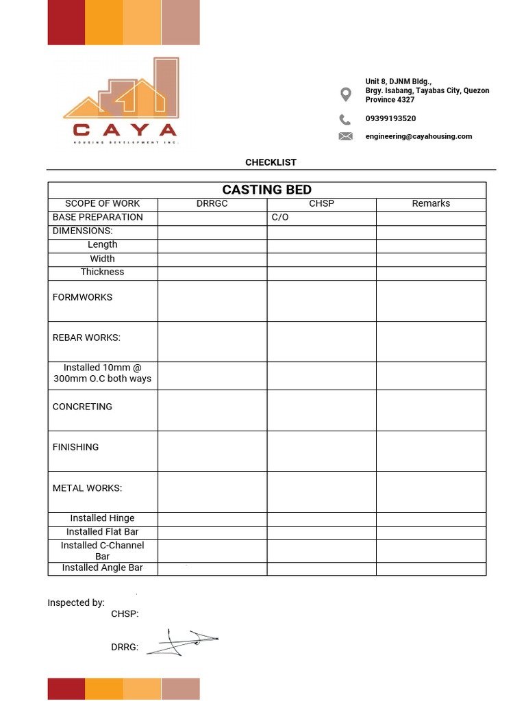 CASTING BED SAMPLE | PDF