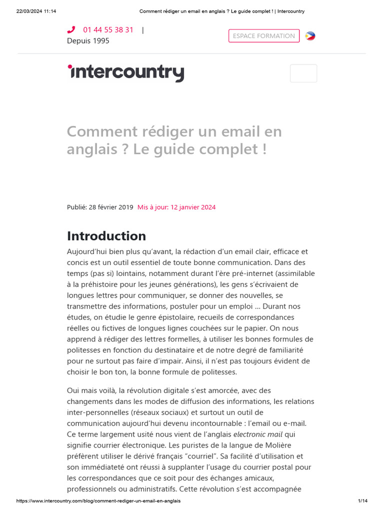 Comment Rédiger Un Email en Anglais - Le Guide Complet ! - Intercountry ...
