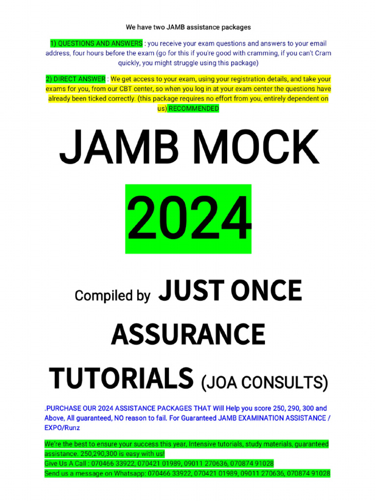 Jamb Mock 2024-Wp Office | PDF