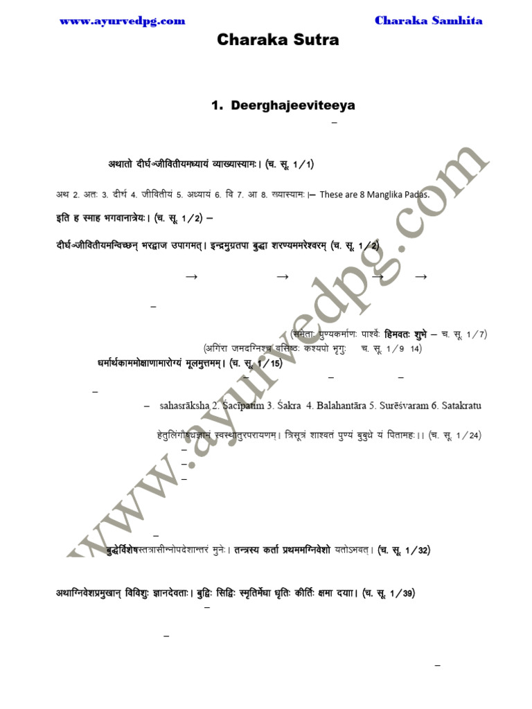 Charaka Samhita Sutra 1-15 Chapter English | PDF | Ayurveda | Foreign ...