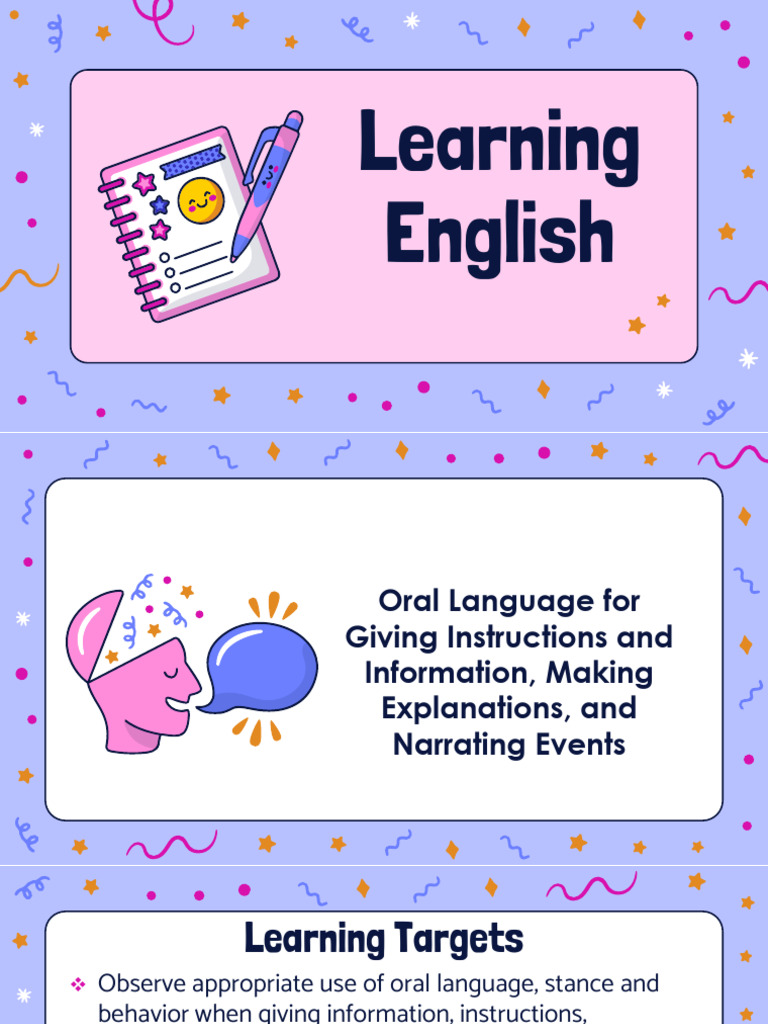 Oral Language For Giving Instructions and Information Making ...