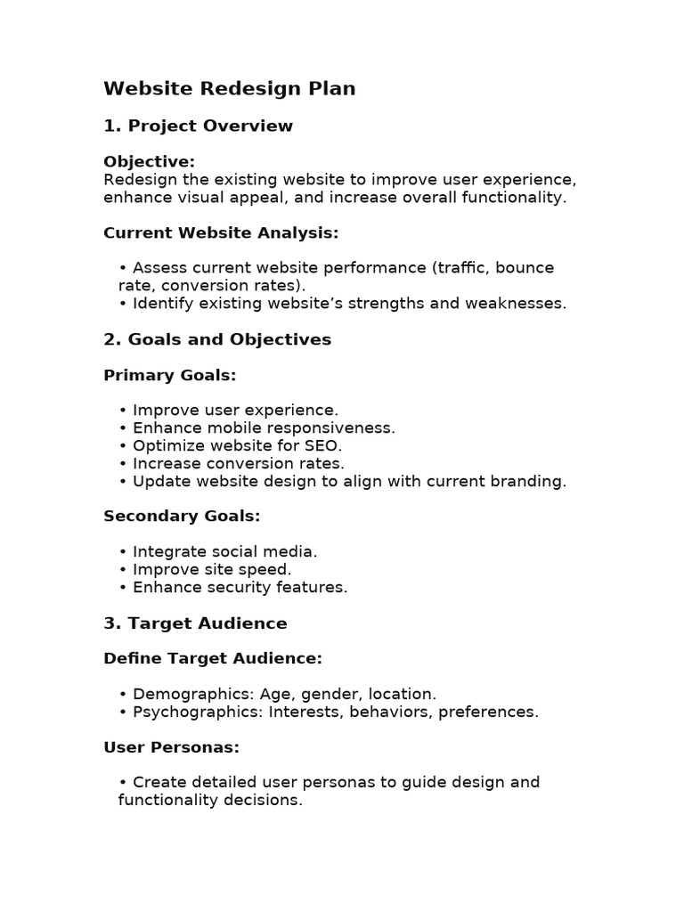 Website Redesign Plan | PDF