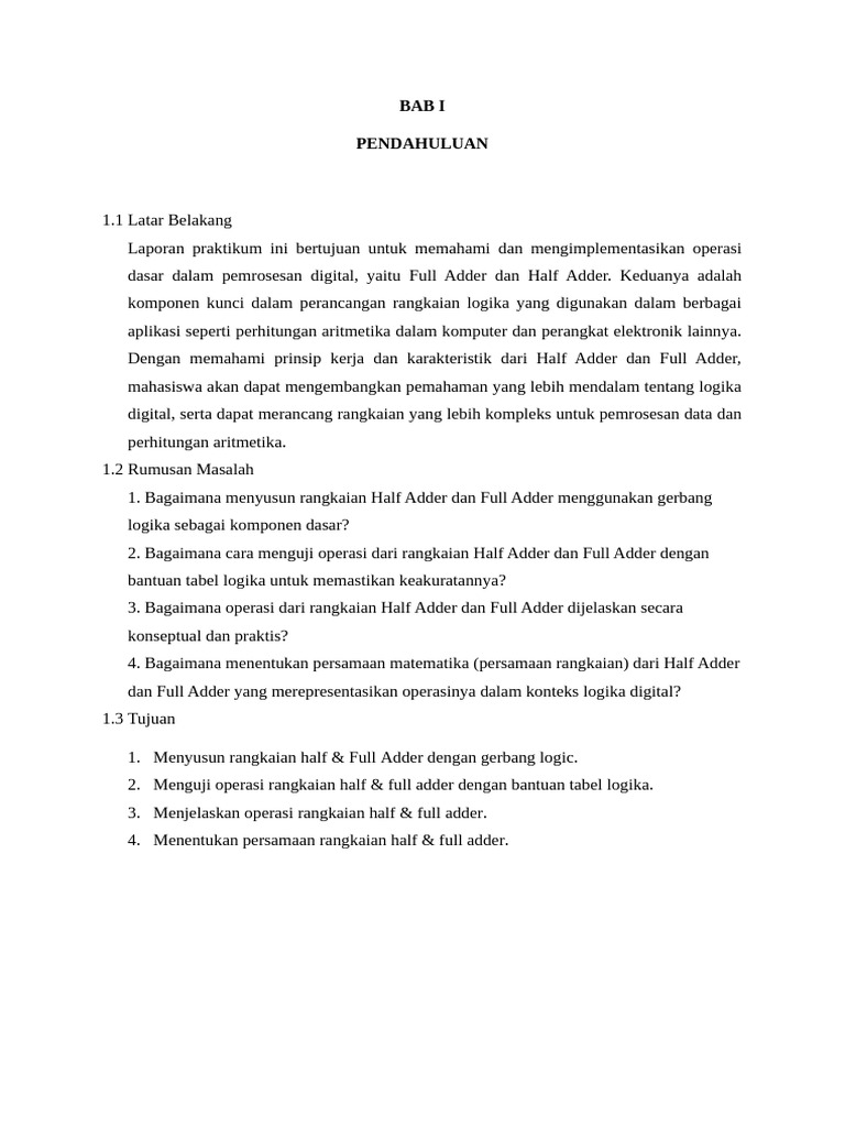 Half Adder Dan Full Adder Pdf