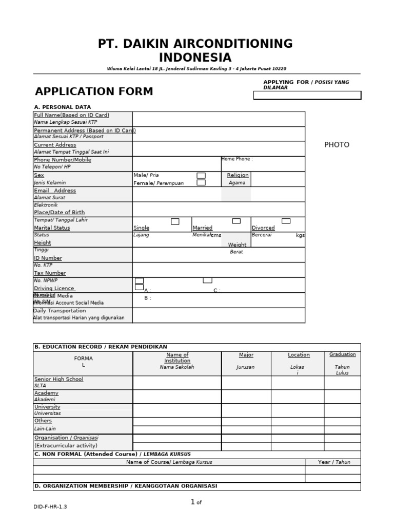 Form Aplikasi | PDF