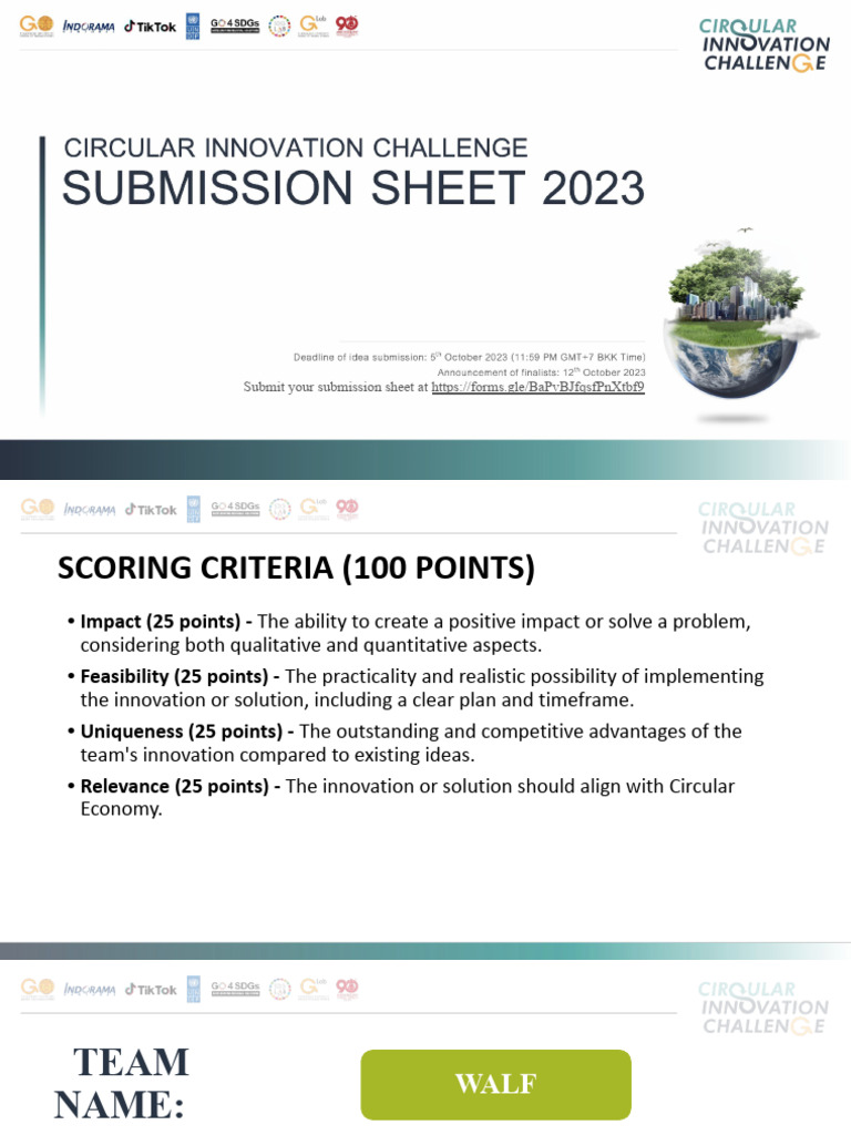 WALF - CIC 2023 Submission Sheet. | PDF