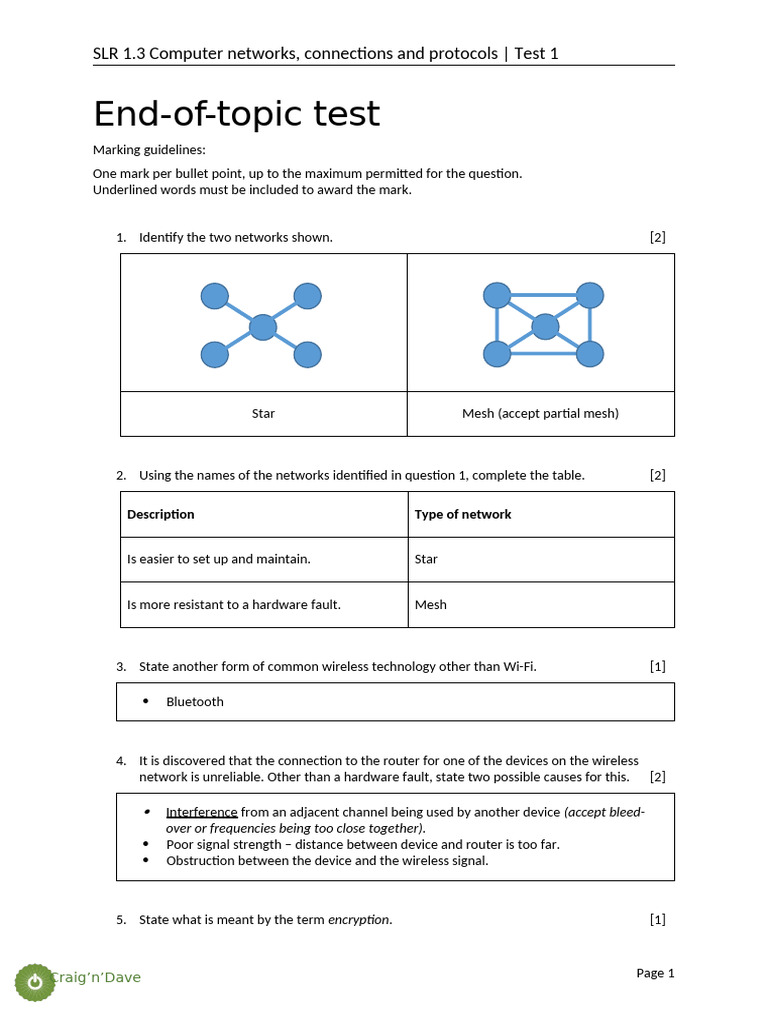 1.3 Test 1 Answers | PDF