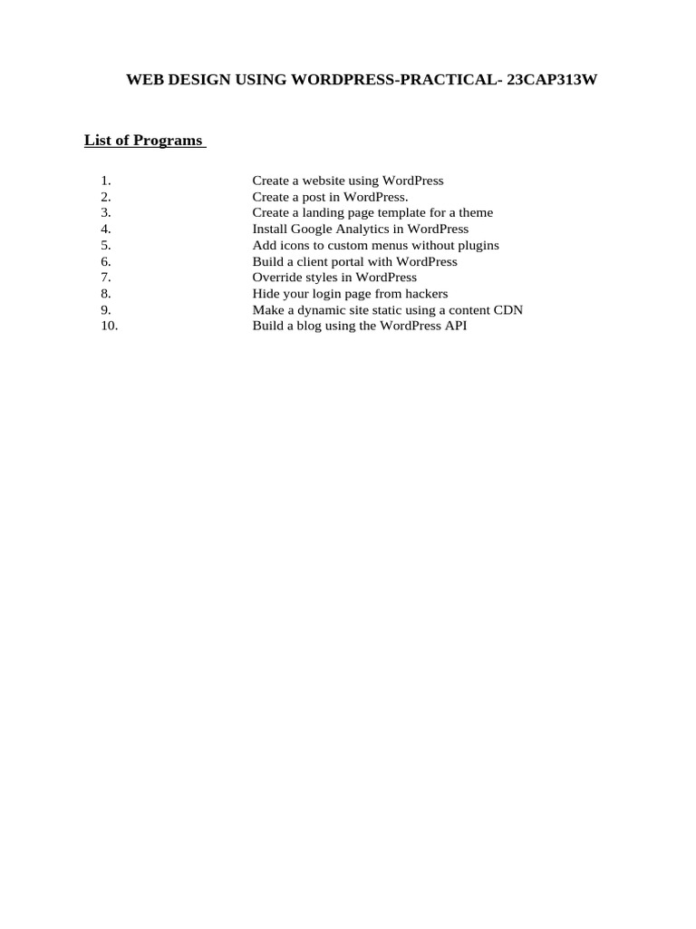 Web Design Using Wordpress Lab | PDF