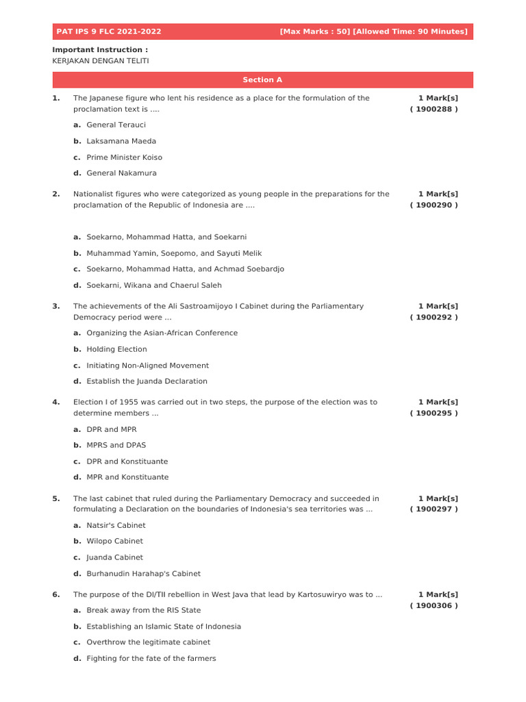 Pat Ips 9 FLC 2021-2022 | PDF